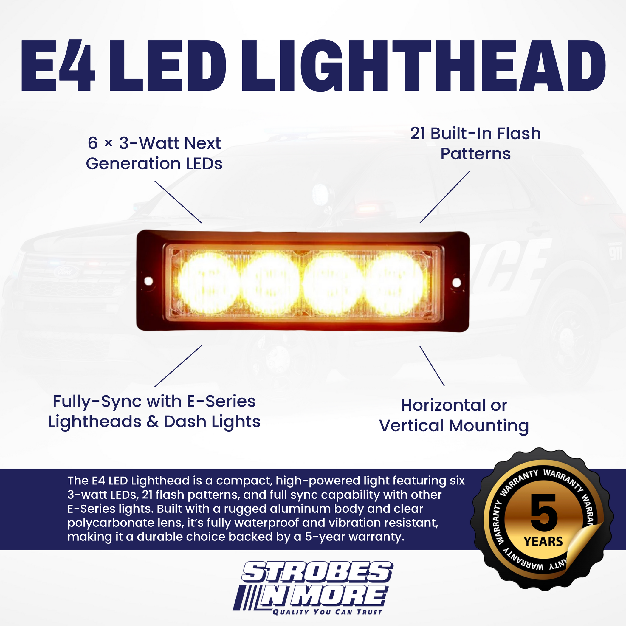 E4 LED Lighthead | Strobes N More — Strobes N' More